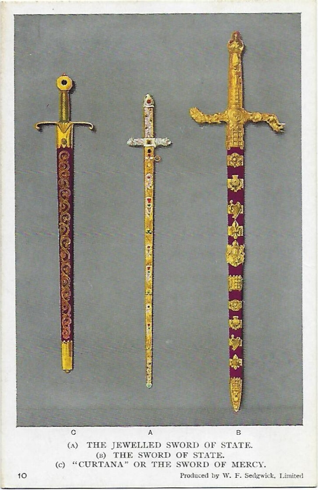 The Jeweled Sword of State, Sword of Mercy, Vintage Postcard, W.F ...