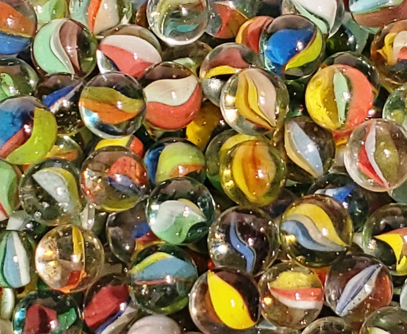Lot of 50 Marbles Multi-Colored Glass Marbles Cat's Eye | Etsy