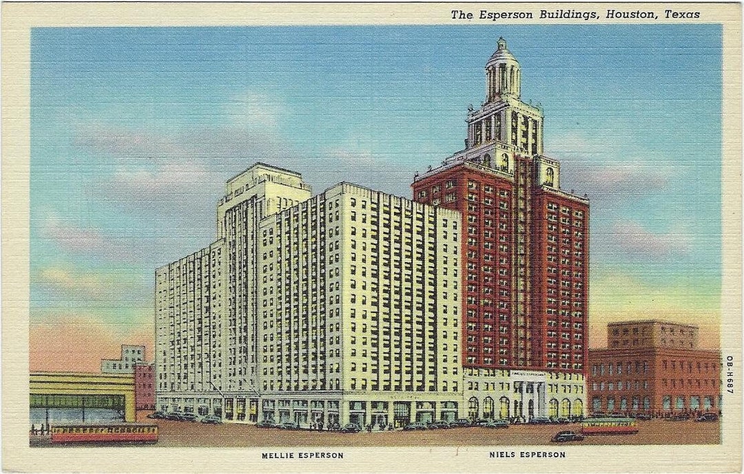 The Esperson Buildings, Houston, Texas, Vintage Linen Postcard ...