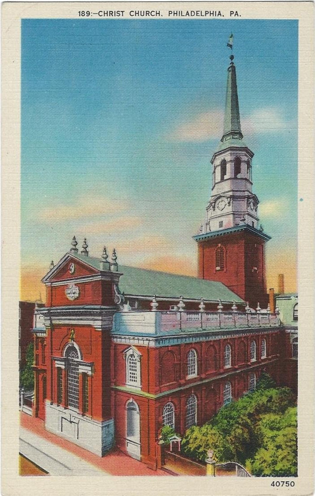 189-christ Church, Philadelphia, Pa., Vintage Linen Postcard, Unposted ...