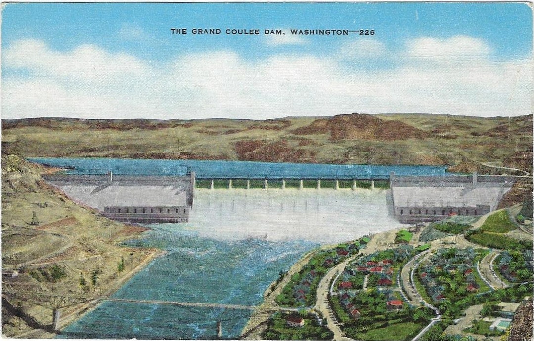 The Grand Coulee Dam, Washington, Vintage Linen Postcard, Unposted - Etsy