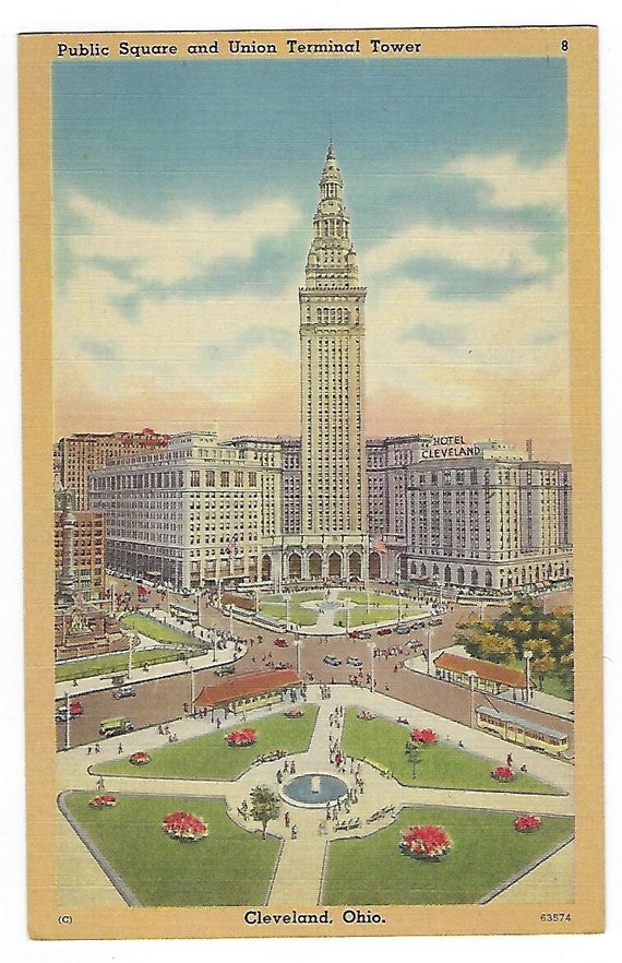 Public Square & Union Terminal Tower Cleveland Ohio Vintage - Etsy