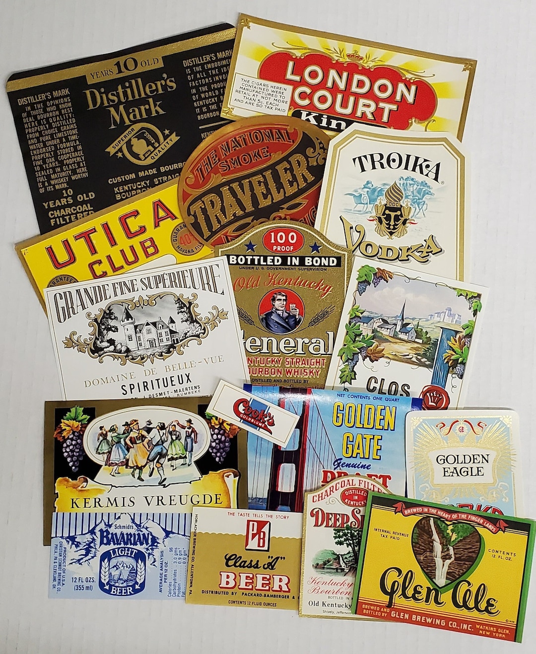 16 Vintage Alcohol and Cigar Labels, Vodka, Beer, Wine, Whiskey, Junk ...
