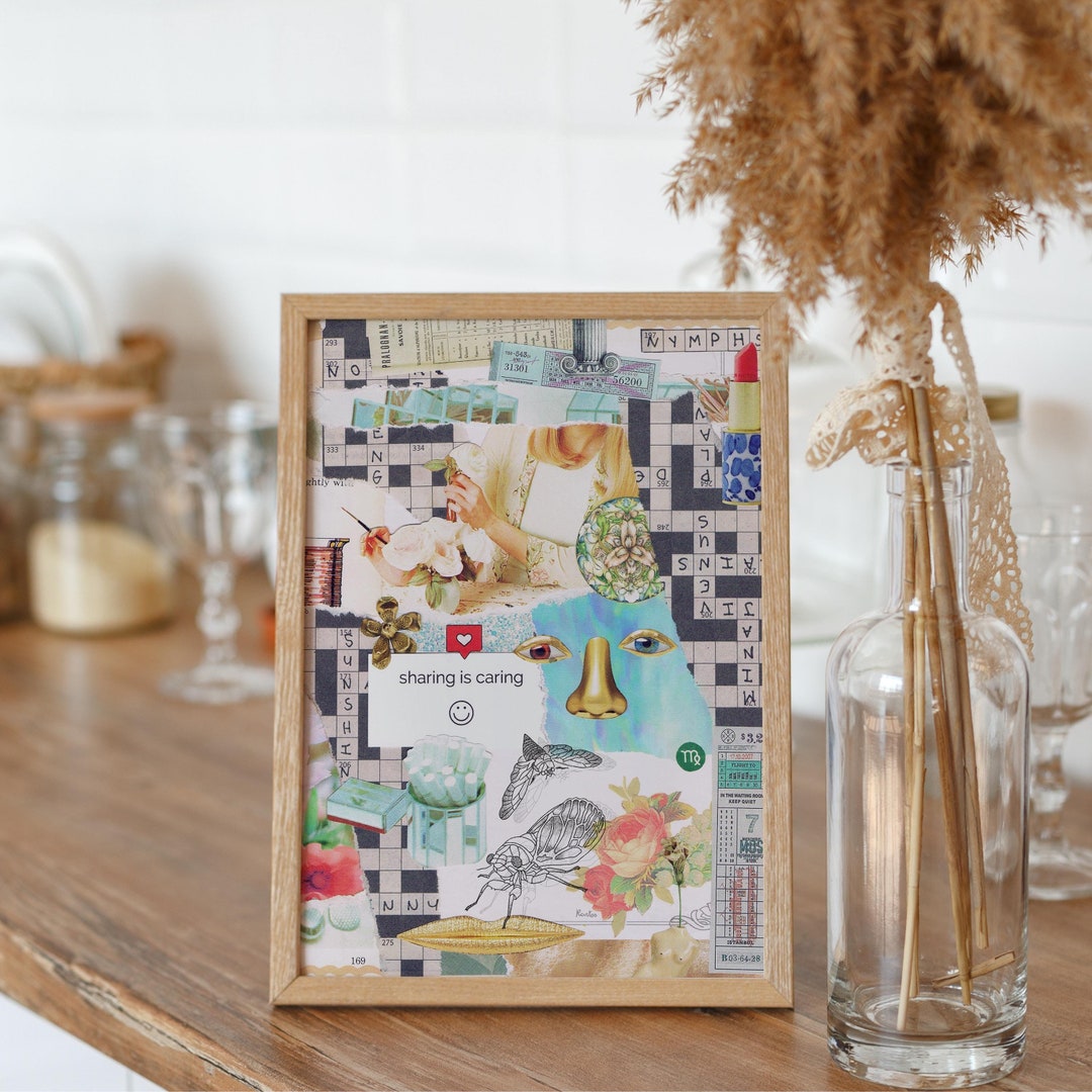 Sharing is Caring Magazine Collage Printed Artwork 5 Inches by 7 Inches ...