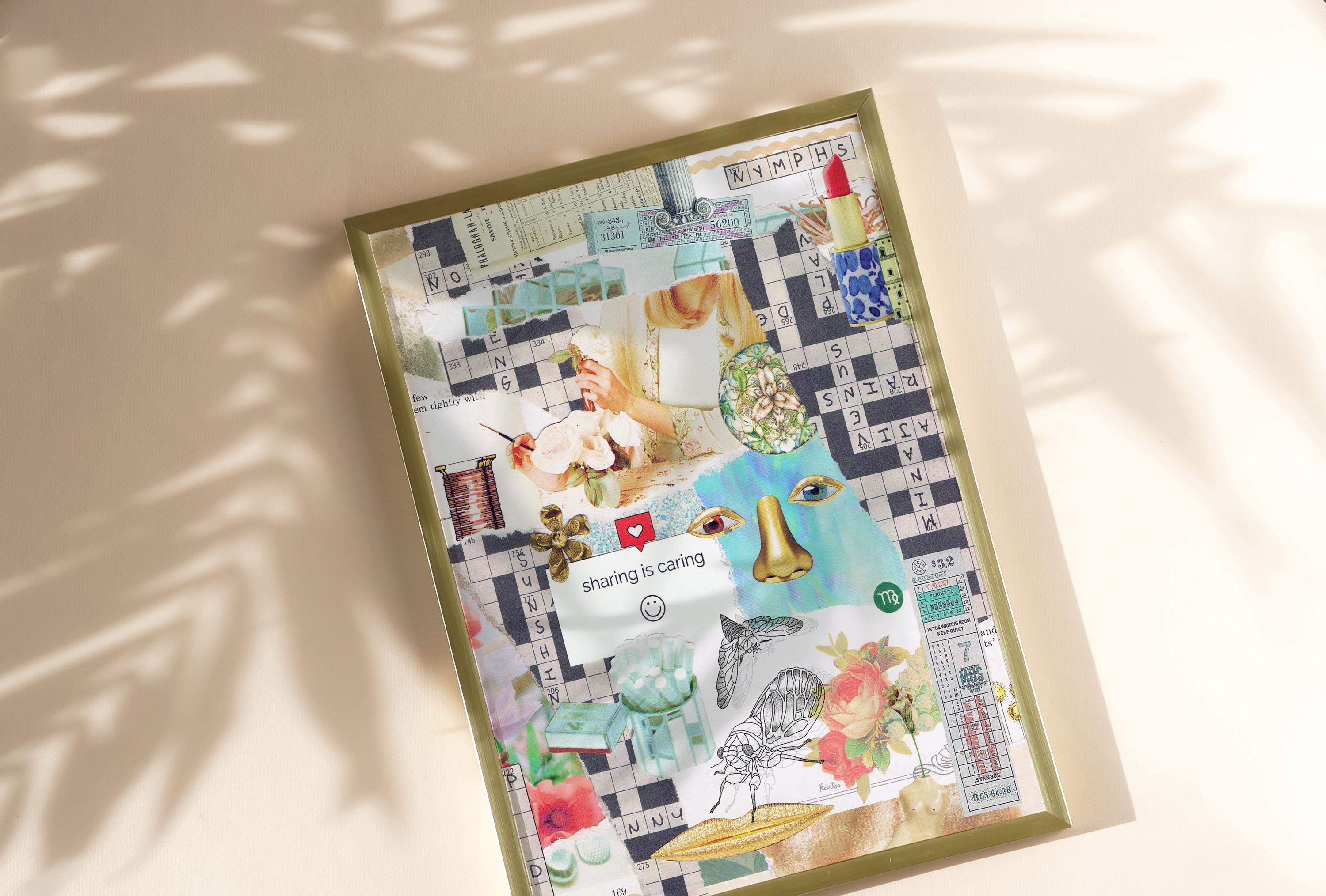 Sharing is Caring Magazine Collage Printed Artwork 5 Inches by 7 Inches ...