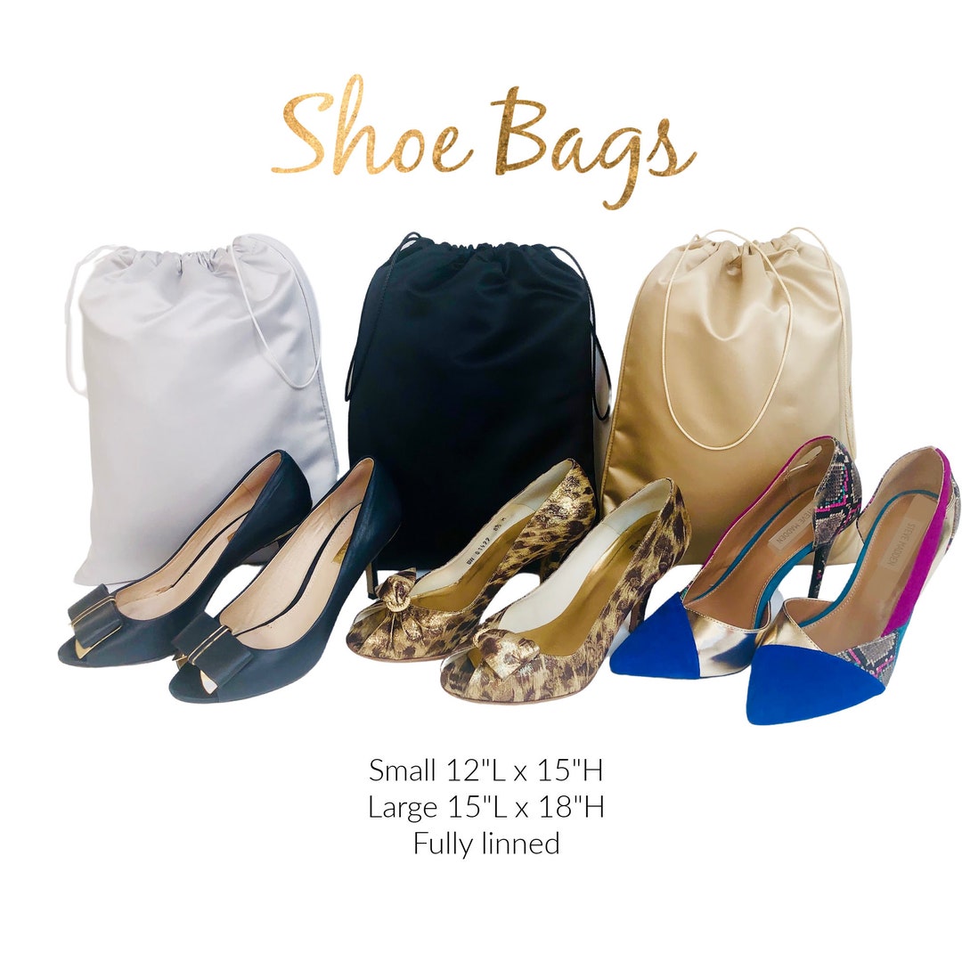 Satin Drawstring Shoe & Accessory Bags, Closet and Travel Storage ...