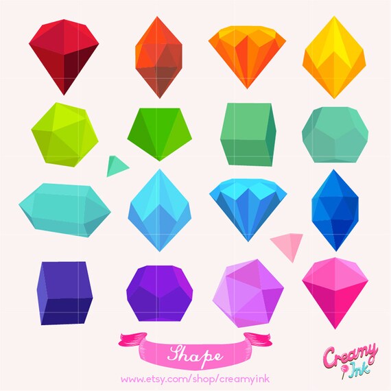 3D Shapes Digital Vector Clip art / Colorful Shape Digital | Etsy