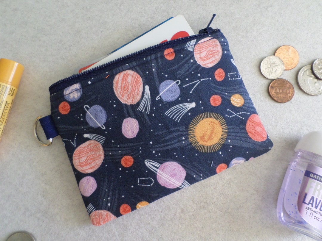 Planets Space Fabric Coin Purse Small Zipper Pouch Mini Wristlet ...