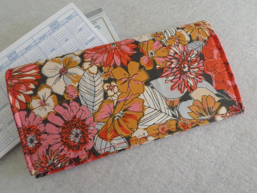 Red Coral Floral Checkbook Cover - Handmade, Fabric - Etsy