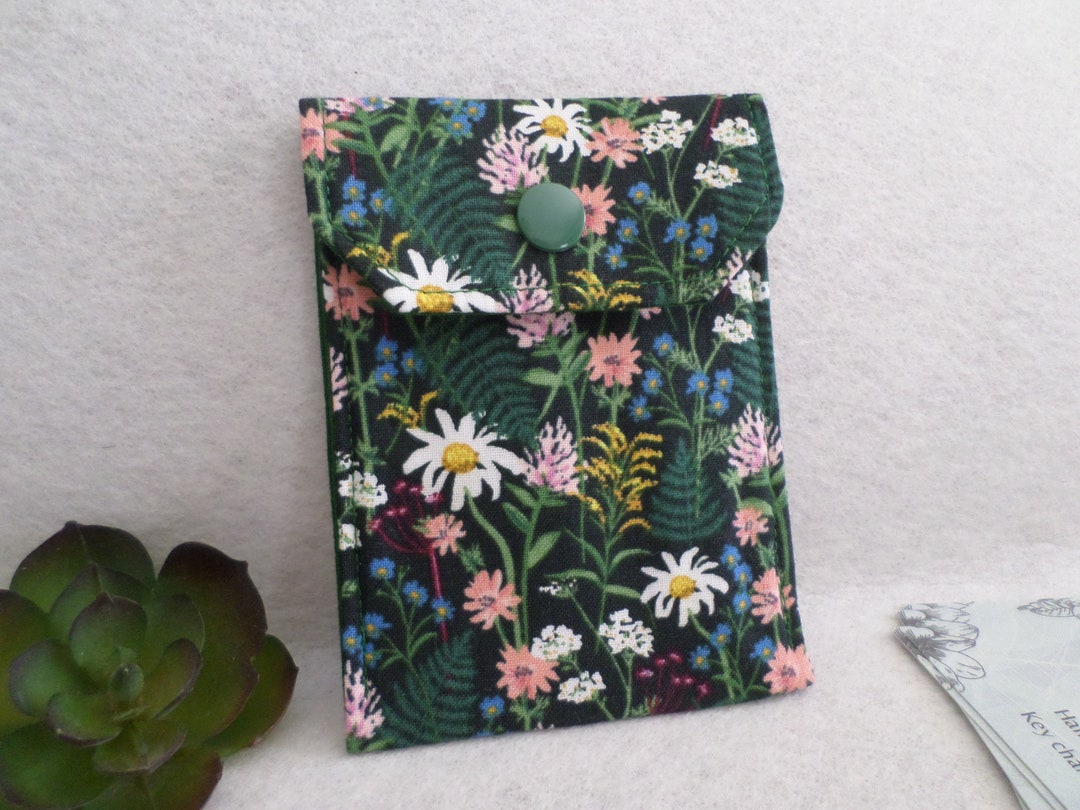 Wildflower Fabric Mini Pouch: Birth Control Case, Business Card Holder ...