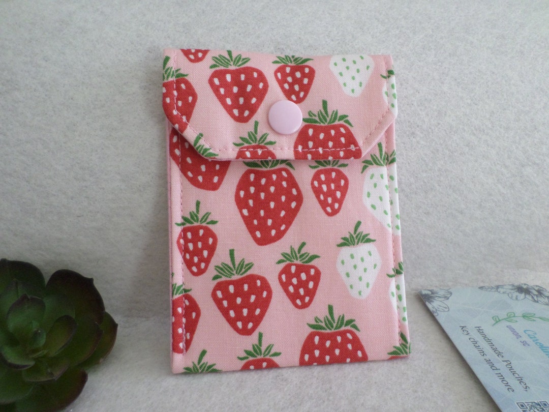 Strawberries - Fabric Birth Control Case, Business Card Holder, Mini ...
