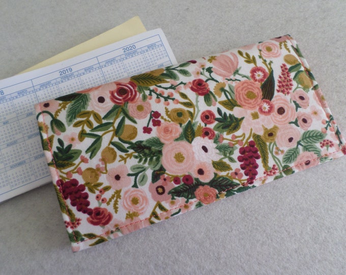 Pink Coral Floral Fabric Checkbook Cover Handmade Ready to Ship FREE ...