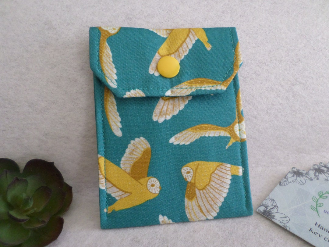 Owls - Fabric Birth Control Case, Mini Snap Pouch, Business Card Holder ...
