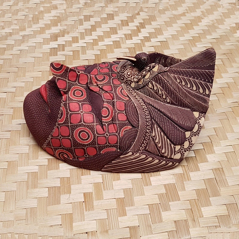 Ethnic Topeng Wooden Batik Art Mask Handcrafted Wall Decor 5 - Etsy