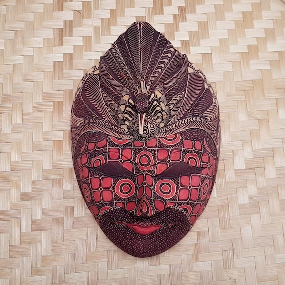 Ethnic Topeng Wooden Batik Art Mask Handcrafted Wall Decor 5 - Etsy