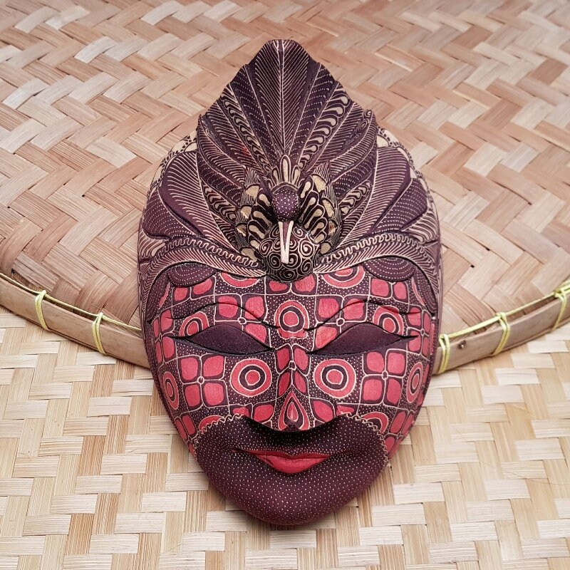 Ethnic Topeng Wooden Batik Art Mask Handcrafted Wall Decor #5 - Etsy