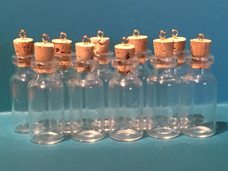 18 Small Glass Vial With Cork and Eyelet Ring - Etsy