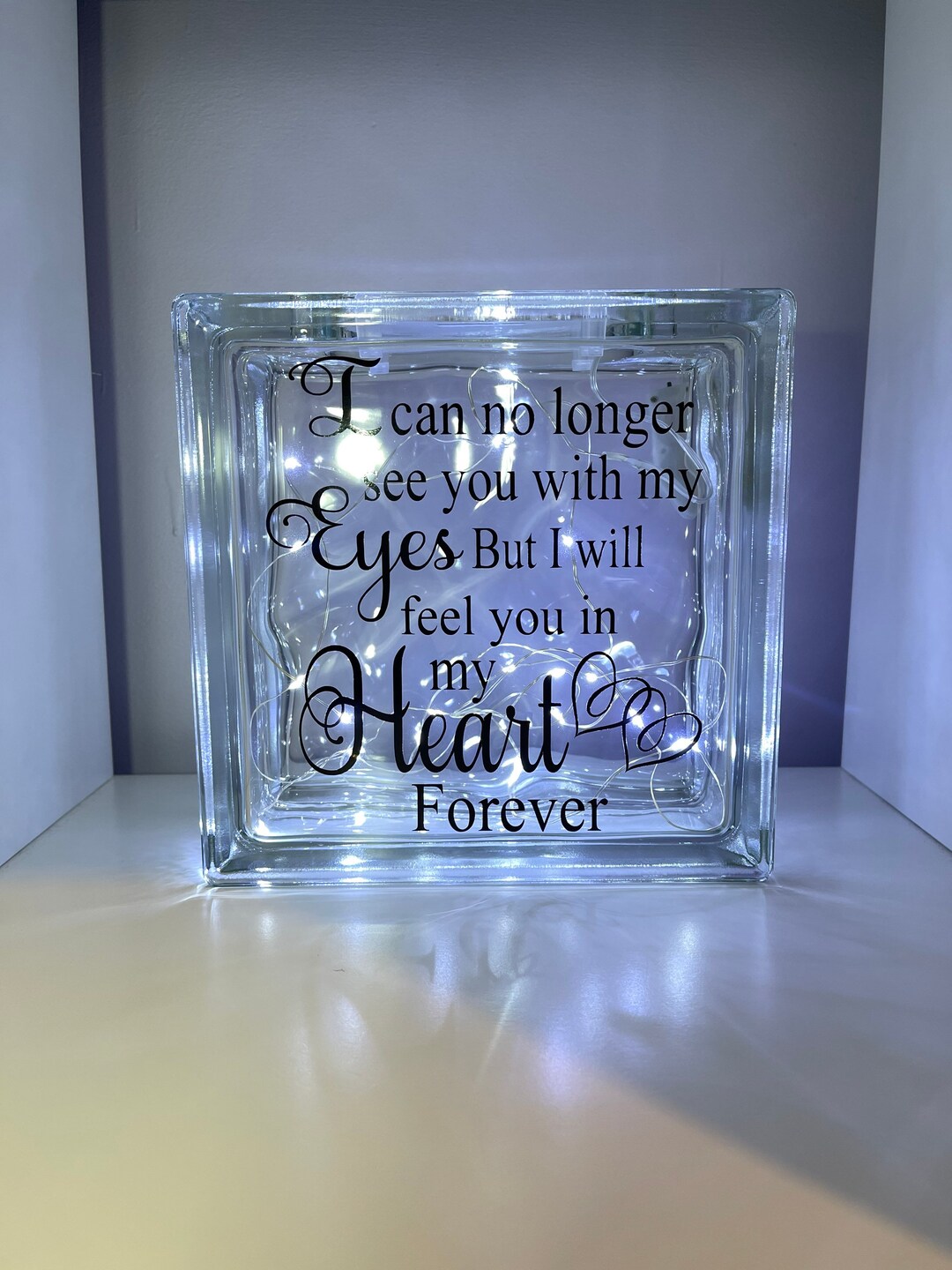 Memorial Glass Light Block, Light up Gift, Remembrance Gift, Memorial ...