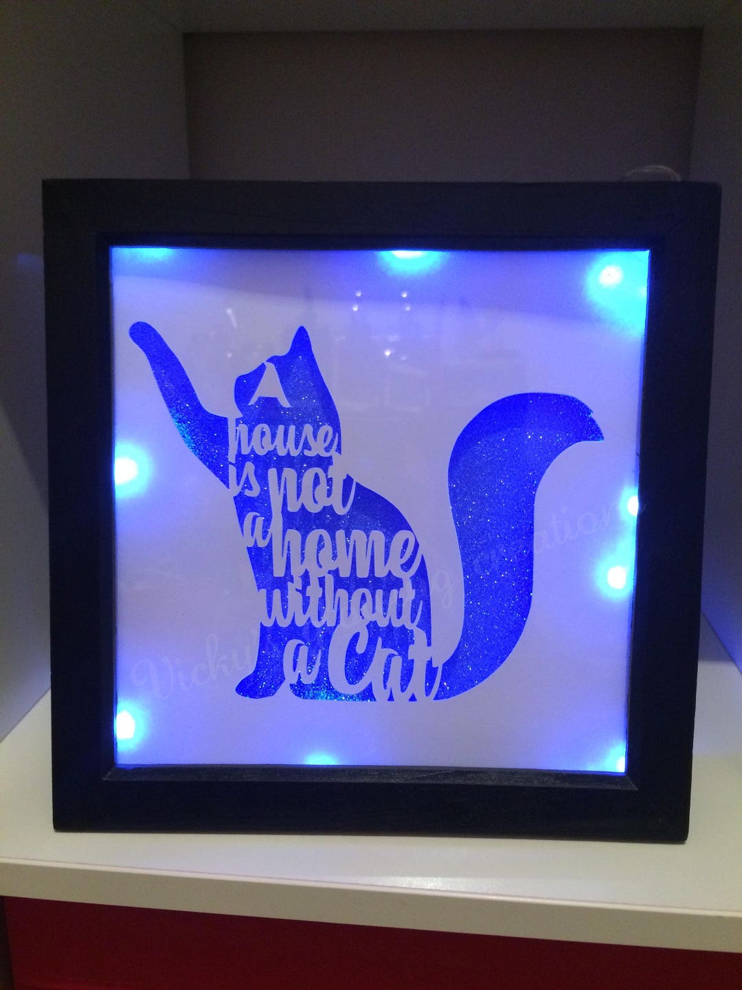 Cat Paper-cut Quote Glowing Light Frame. Night Light, Nursery Decor ...
