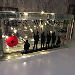 Remembrence Light Box, Lest We Forget Glass Light Block, Memorial - Etsy UK