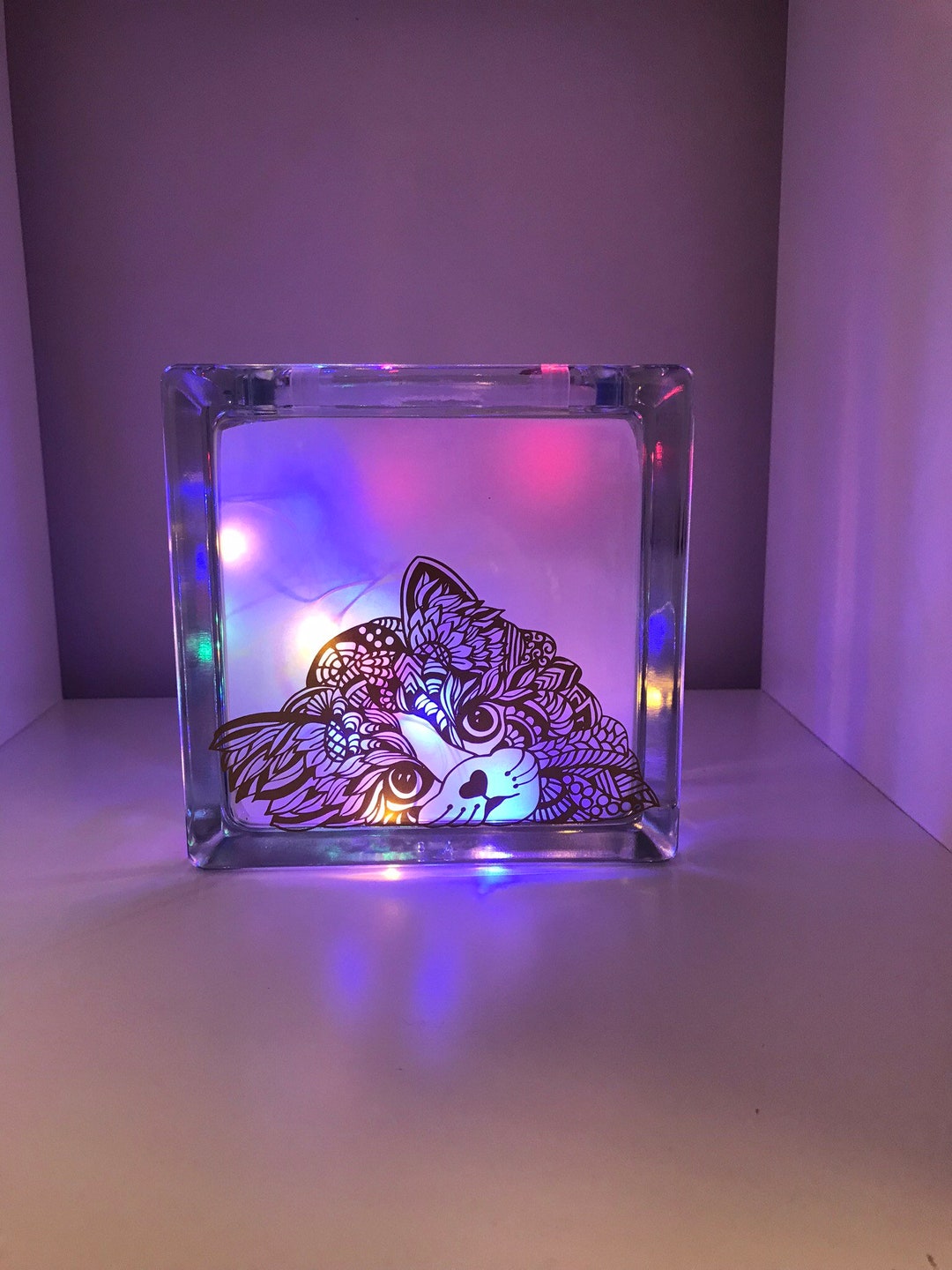 Buy Large Cat Glass Light Block, Cat Night Light, Cat Gift, Light up ...