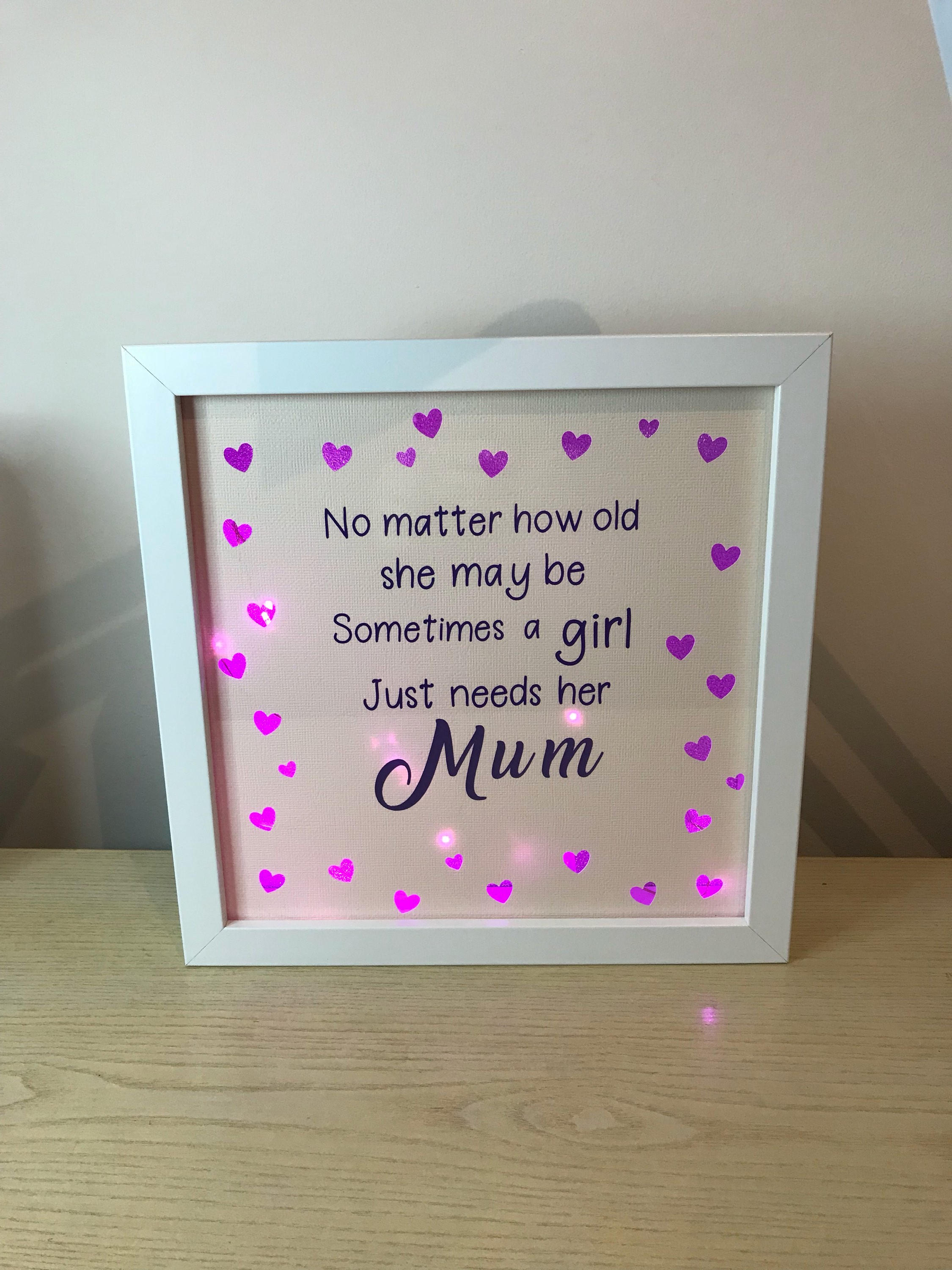 Mum Light up Frame Mum Frame Mum Gift Heart Frame | Etsy UK