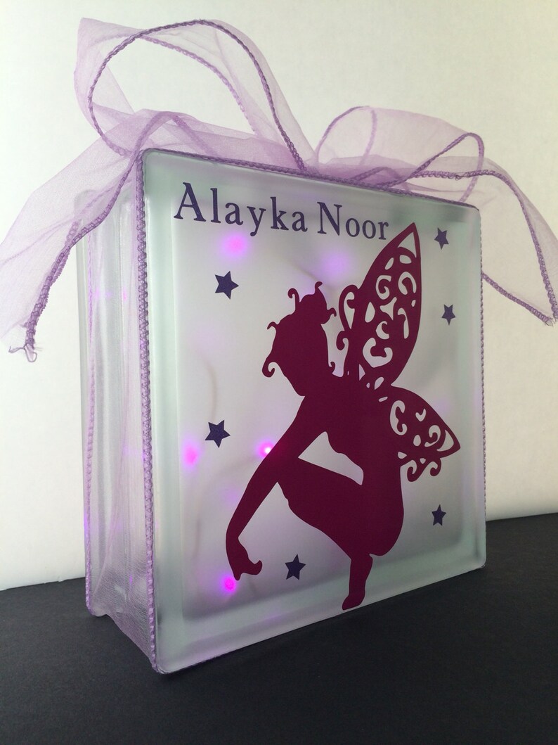 Fairy Girl Glass Block Night Light, Nursery Decor, Light up Gift, Fairy ...