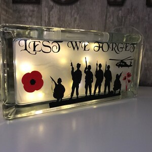 Remembrence Light Box, Lest We Forget Glass Light Block, Memorial - Etsy UK