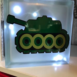 Personalised Tank Light Block, Light up Tank, Boys Light, Boys Room ...