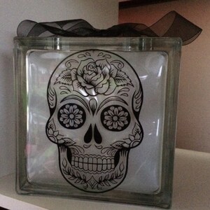 Sugar Skull Glass Light Block, Light up Skull, Sugar Skull Gift - Etsy