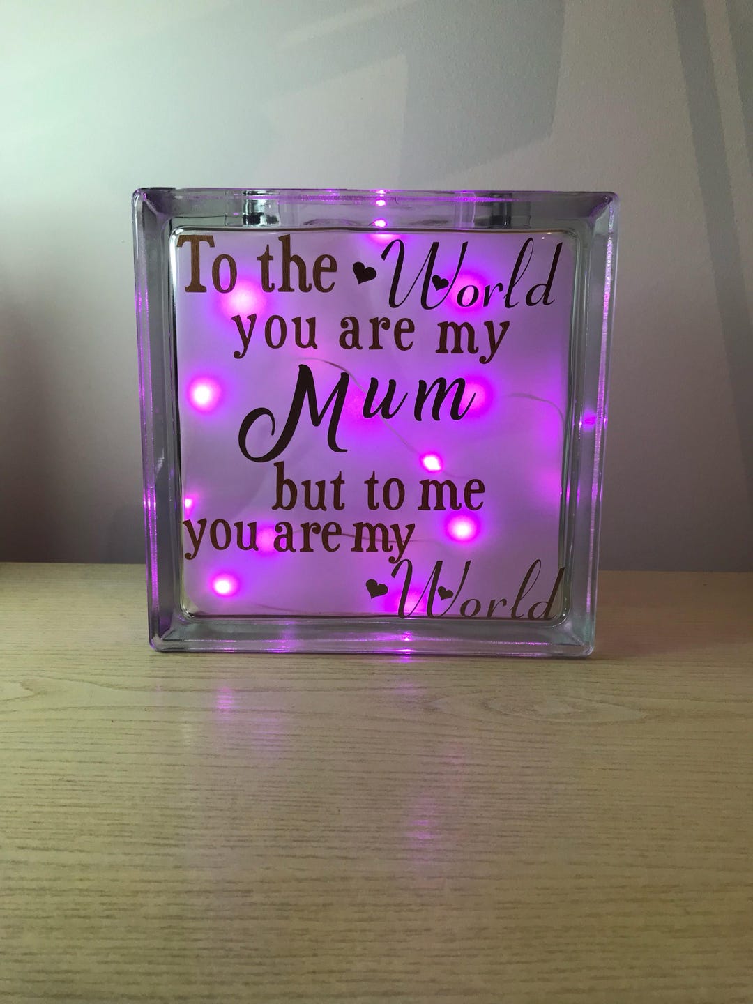 Large Mother's Day Glass Light Block,mum Gift, Light up Gift, Occasion ...