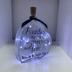 Auntie Light Bottle, Aunt Gift, Mother's Day Gift, Sister Gift, Heart ...