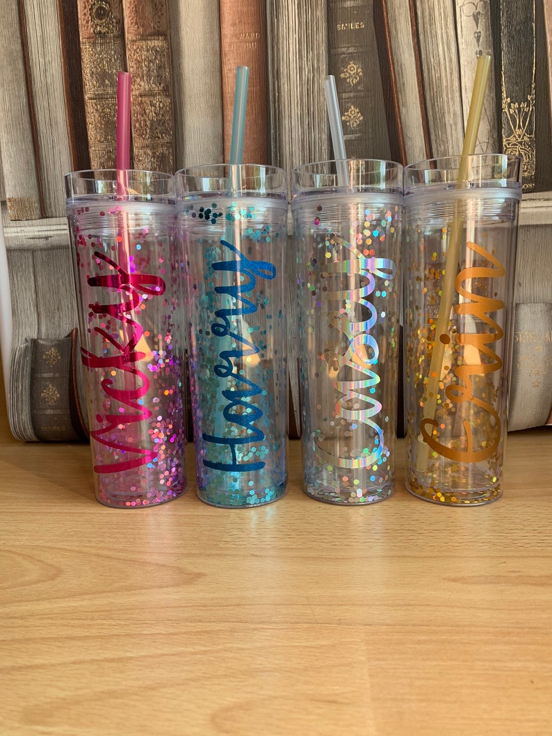 Personalised Glitter Cup, Glitter Cup With Straw, Glitter Tumbler With ...