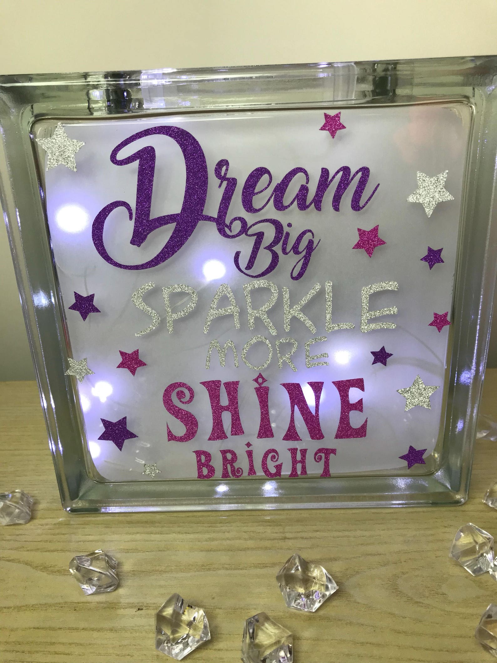 Large Dream Big Sparkle More Shine Bright Quote Light Block - Etsy