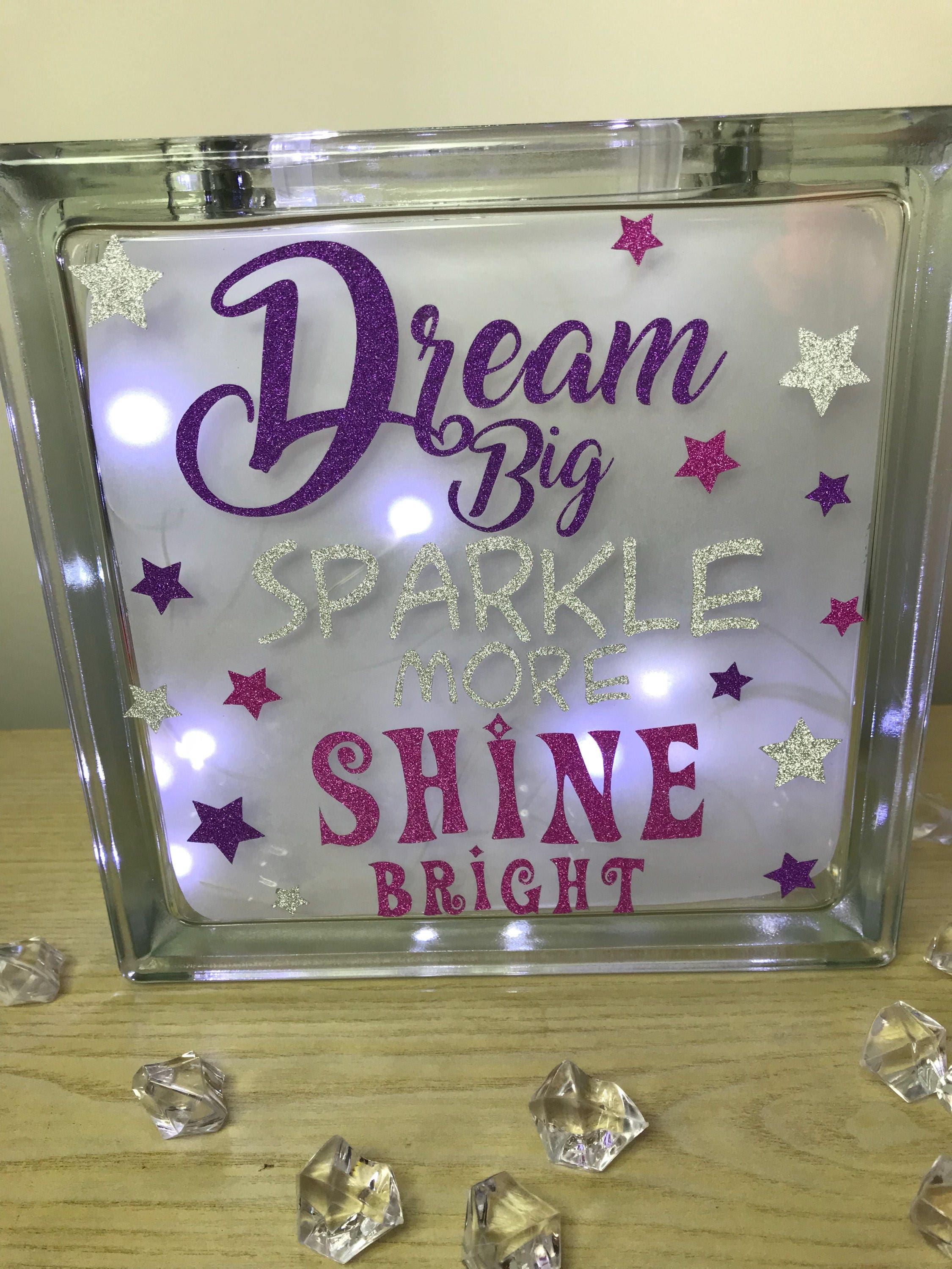 Large Dream Big Sparkle More Shine Bright Quote Light Block ...