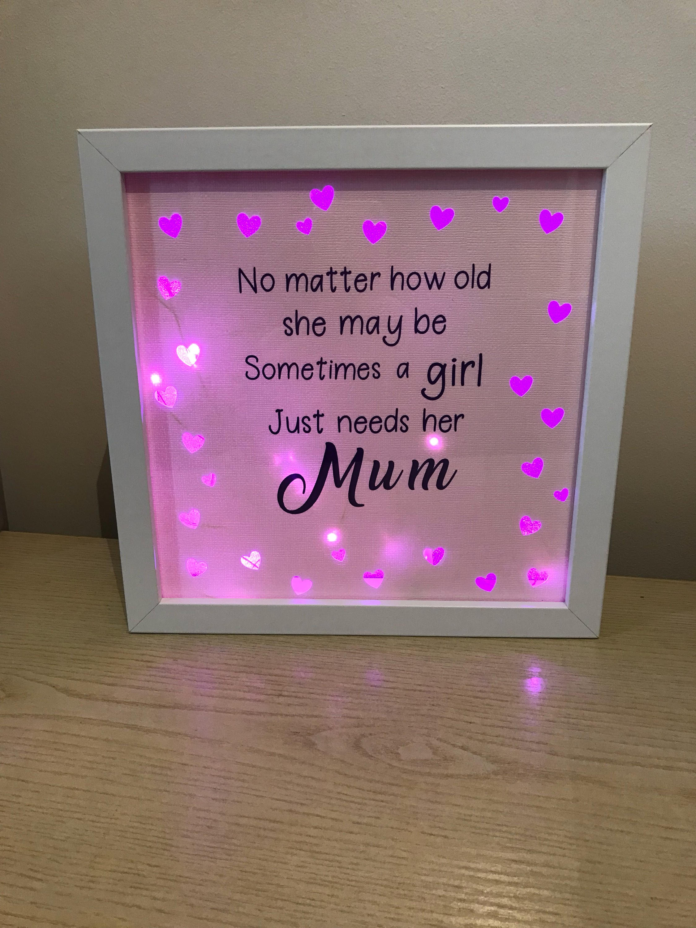 Mum Light up Frame Mum Frame Mum Gift Heart Frame | Etsy UK