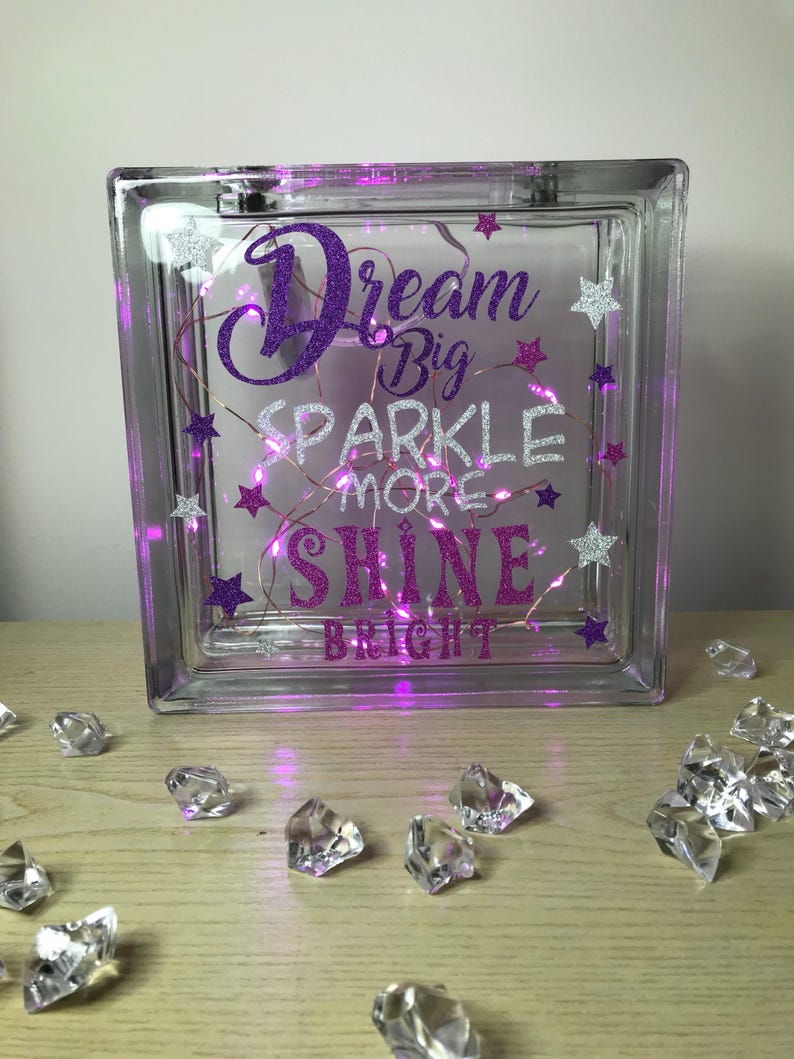 Large Dream Big Sparkle More Shine Bright Quote Light Block ...