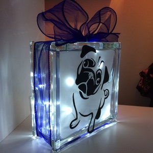 Large Pug Glass Light Block, Personalised Light Block, Pug Light up ...