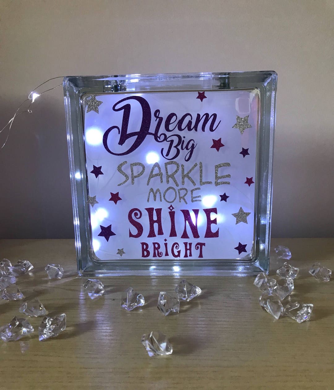Large Dream Big Sparkle More Shine Bright Quote Light Block ...