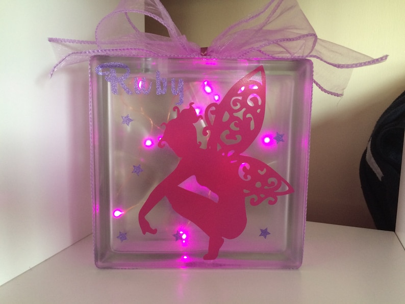 Fairy Girl Glass Block Night Light, Nursery Decor, Light up Gift, Fairy ...