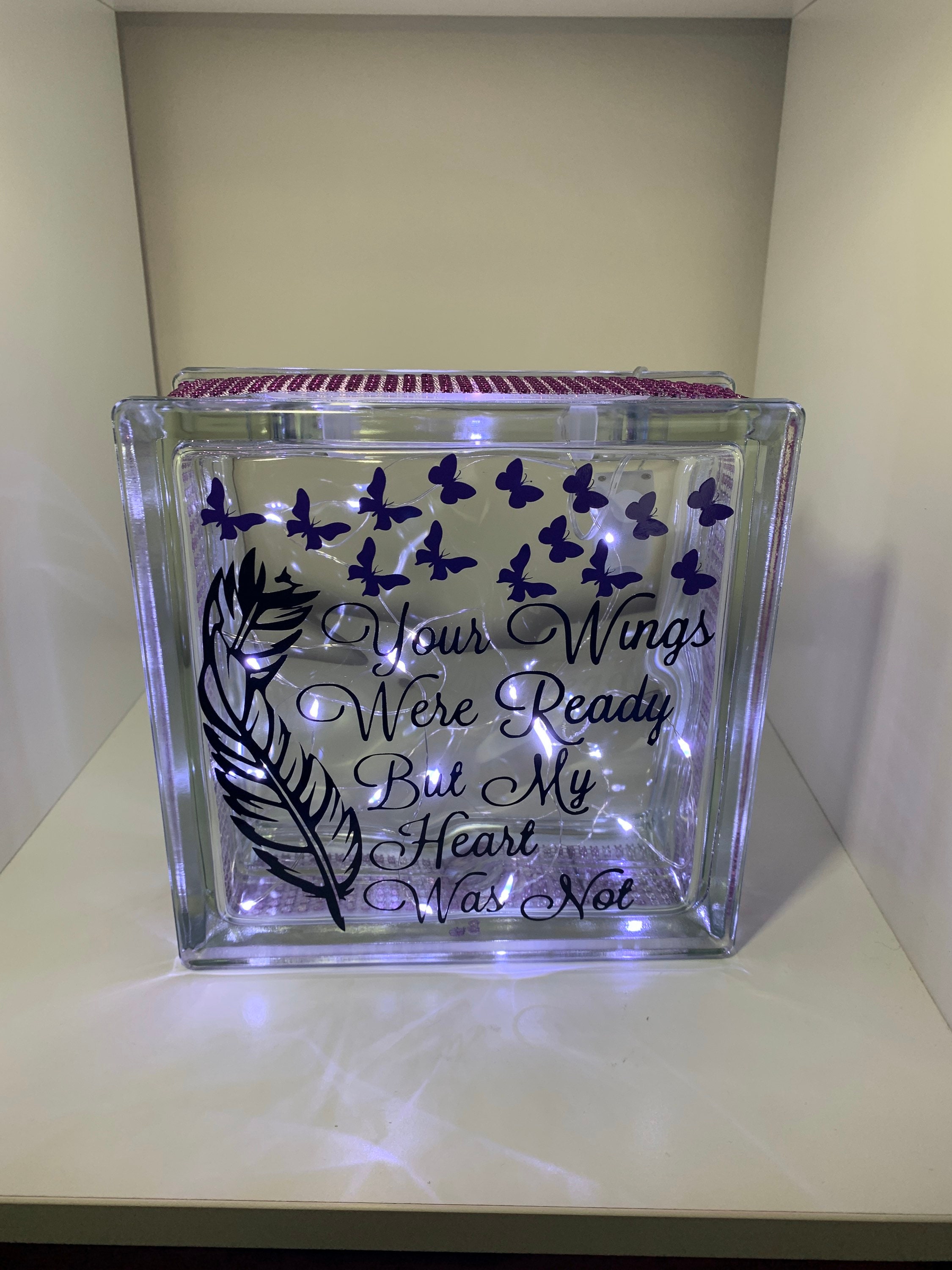 Memorial Glass Light Block Light up Gift Remembrance Gift - Etsy UK