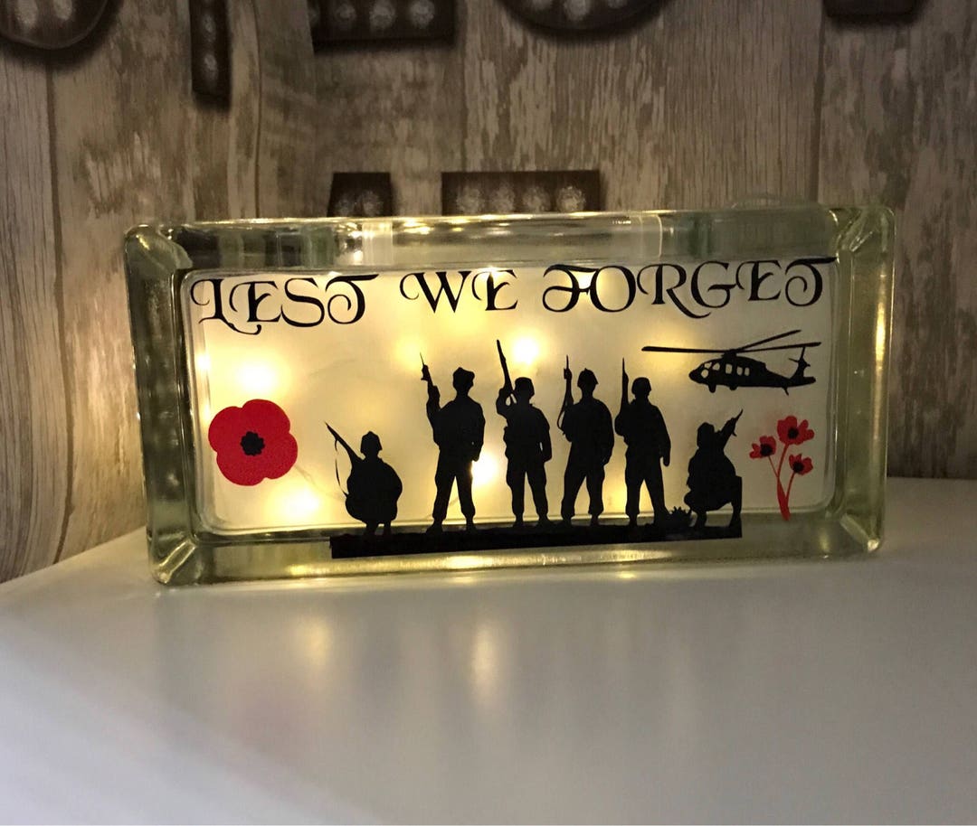 Remembrence Light Box, Lest We Forget Glass Light Block, Memorial - Etsy UK