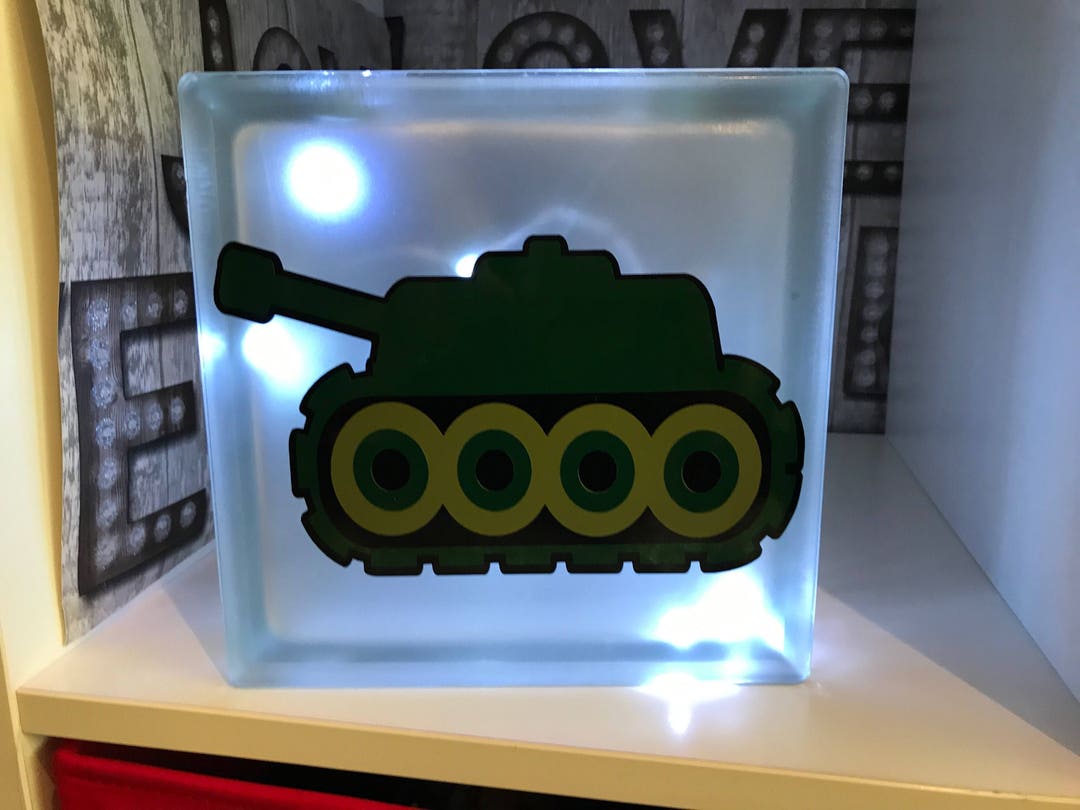 Personalised Tank Light Block, Light up Tank, Boys Light, Boys Room ...