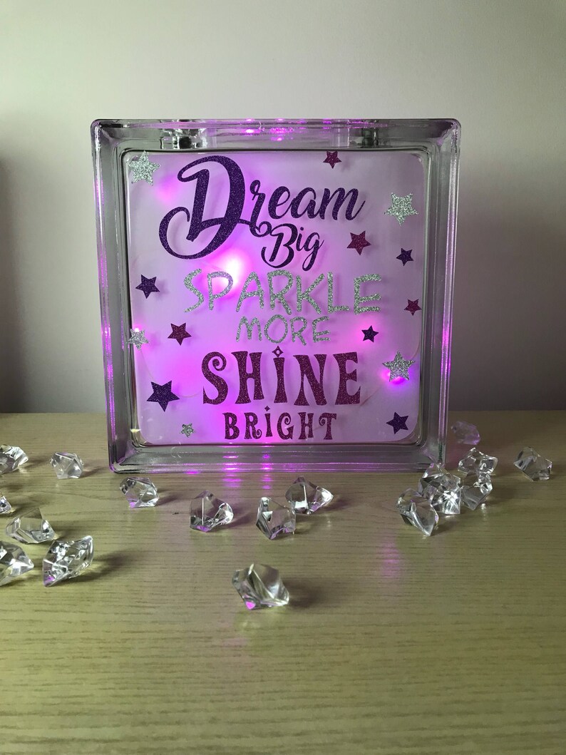 Large Dream Big Sparkle More Shine Bright Quote Light Block ...