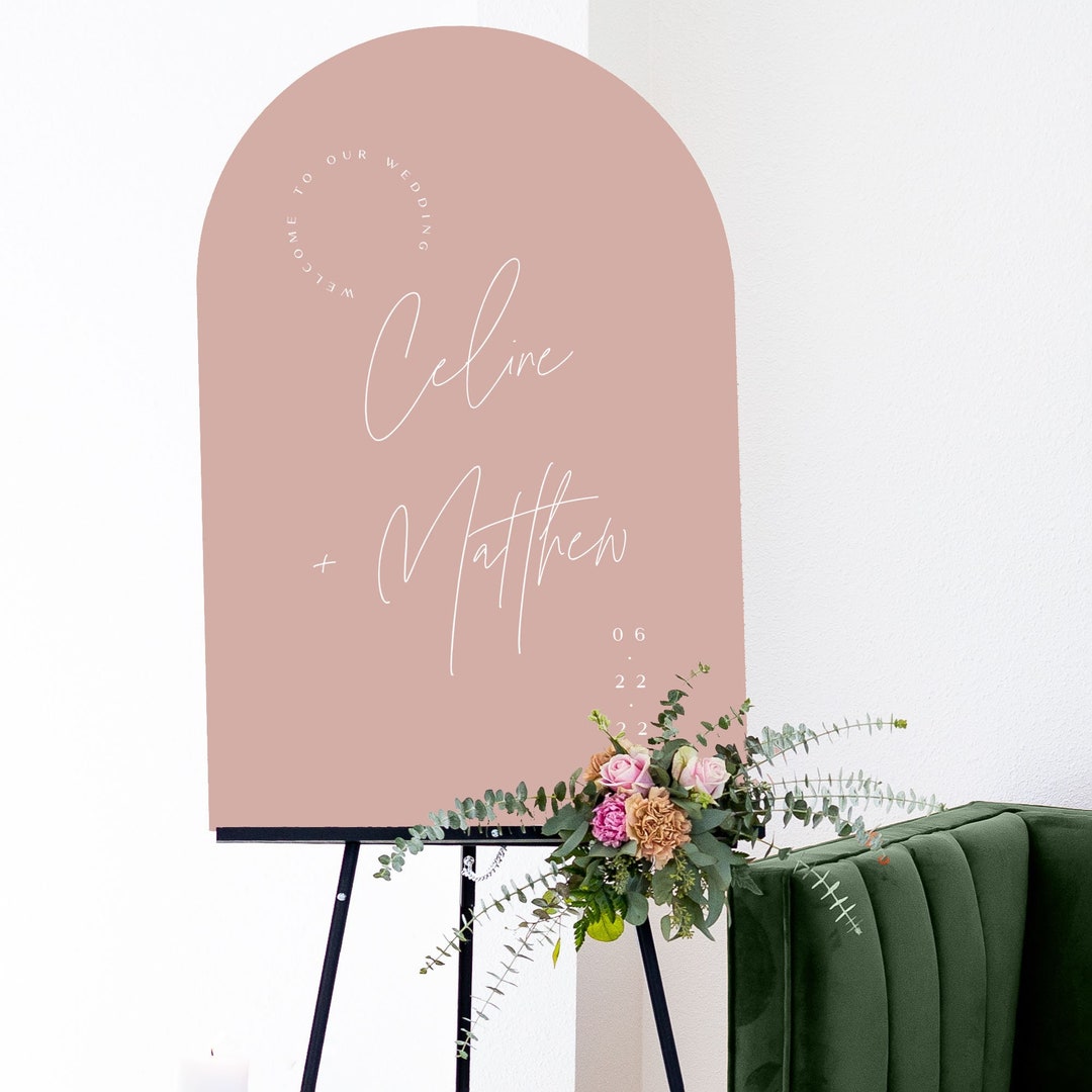 Pink Wedding Sign, Wedding Welcome Sign, Acrylic Arched Wedding Sign ...
