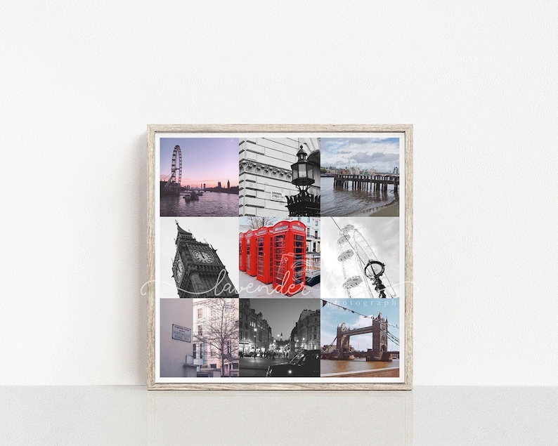 LONDON, Colour Photography Print, Photo Collage, London Landmarks, City ...