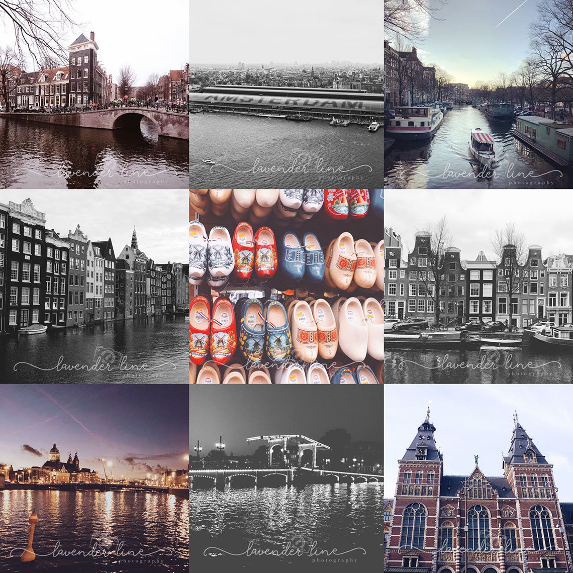 Amsterdam Photo Collage Print: City Landmarks, Canals, Clogs - Etsy