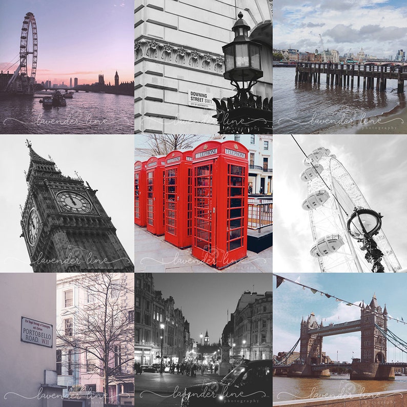 LONDON, Colour Photography Print, Photo Collage, London Landmarks, City ...