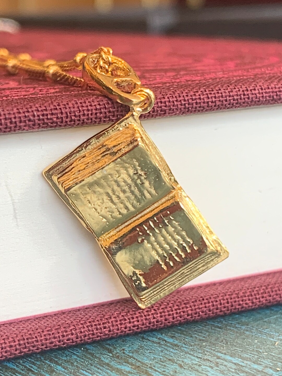 Book Necklace Solid Silver Book Pendant Personalised Book - Etsy