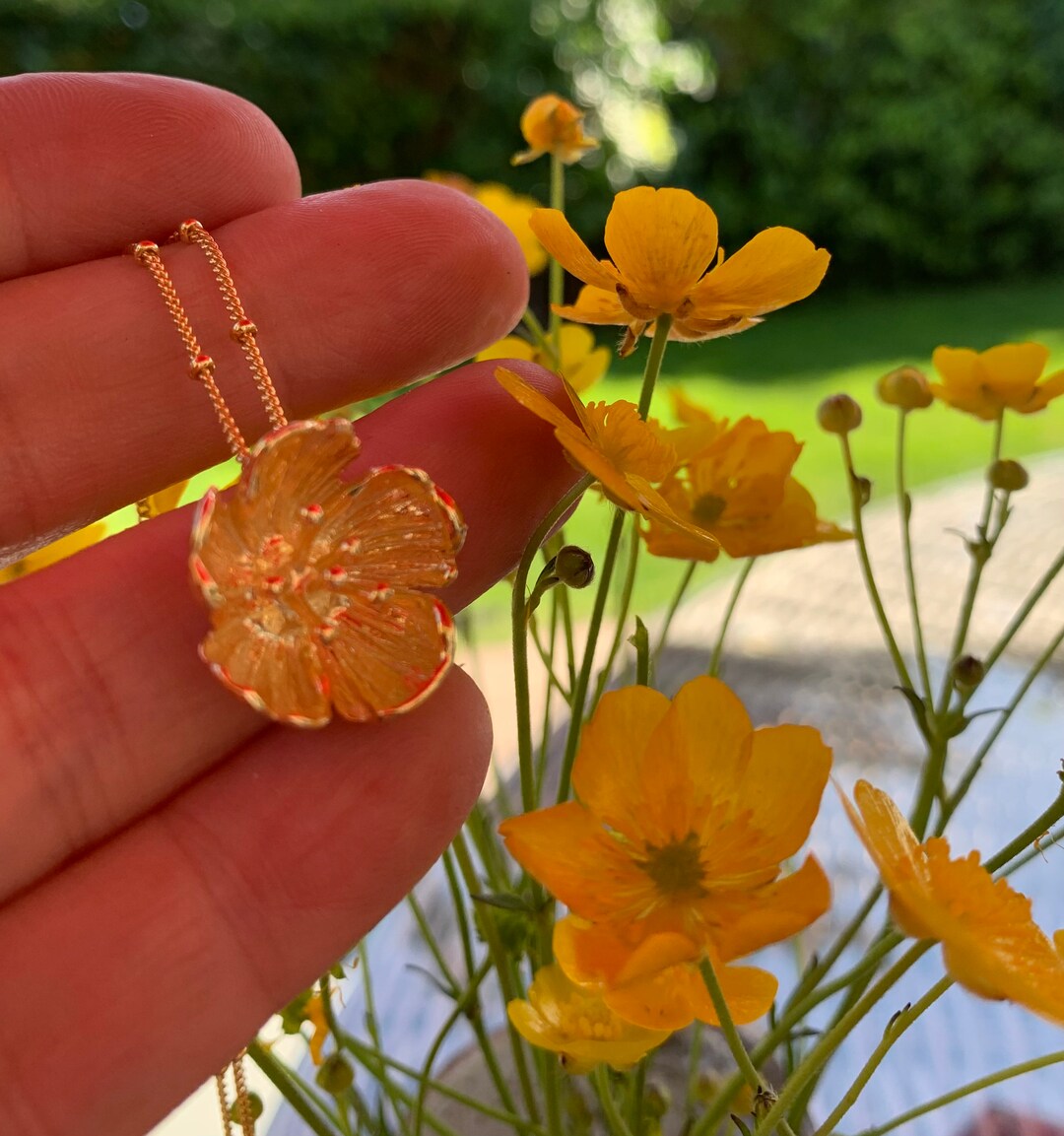 Sterling Silver Buttercup Pendant Necklace: 18k Gold Plated Spring ...